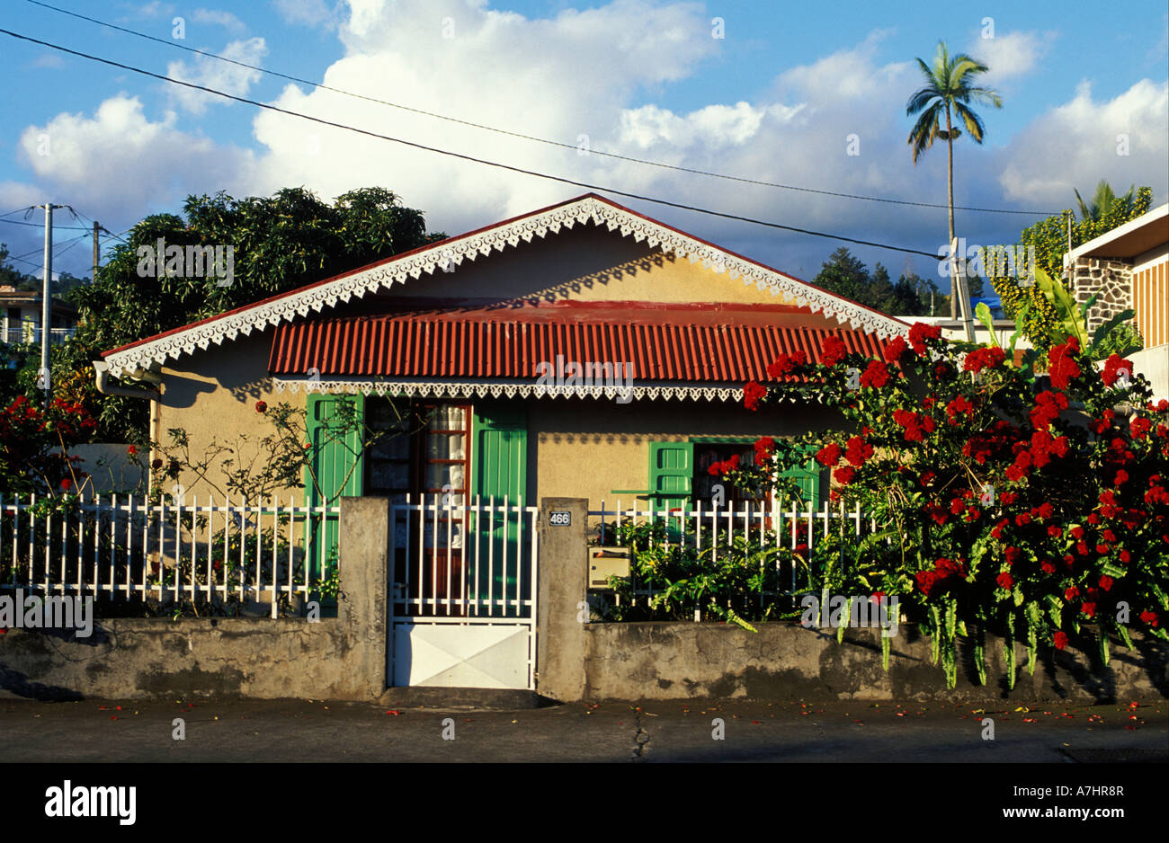 Creole architecture, Reunion Stock Photo - Alamy