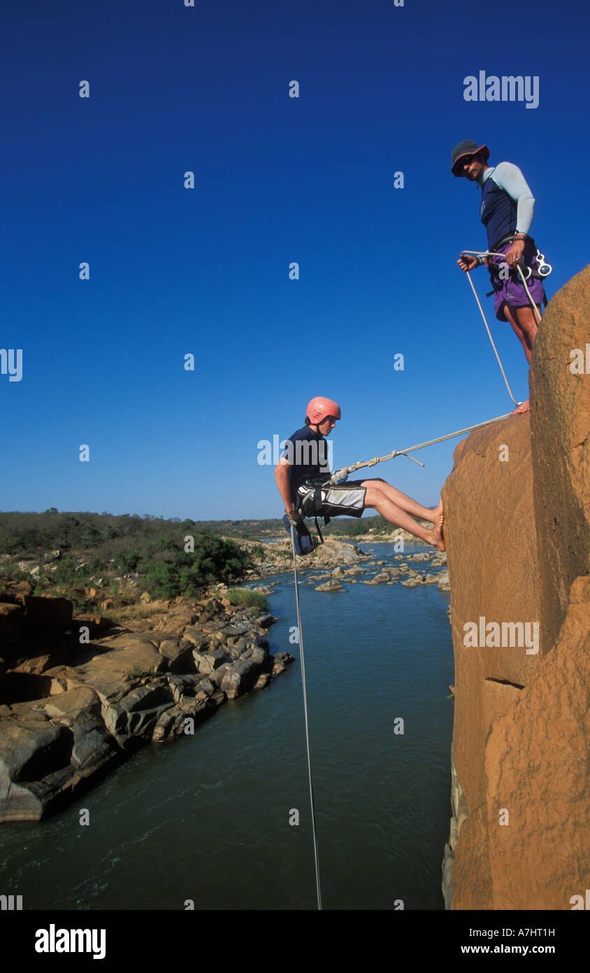 Abseiling above the Usutu river Swaziland Stock Photo - Alamy