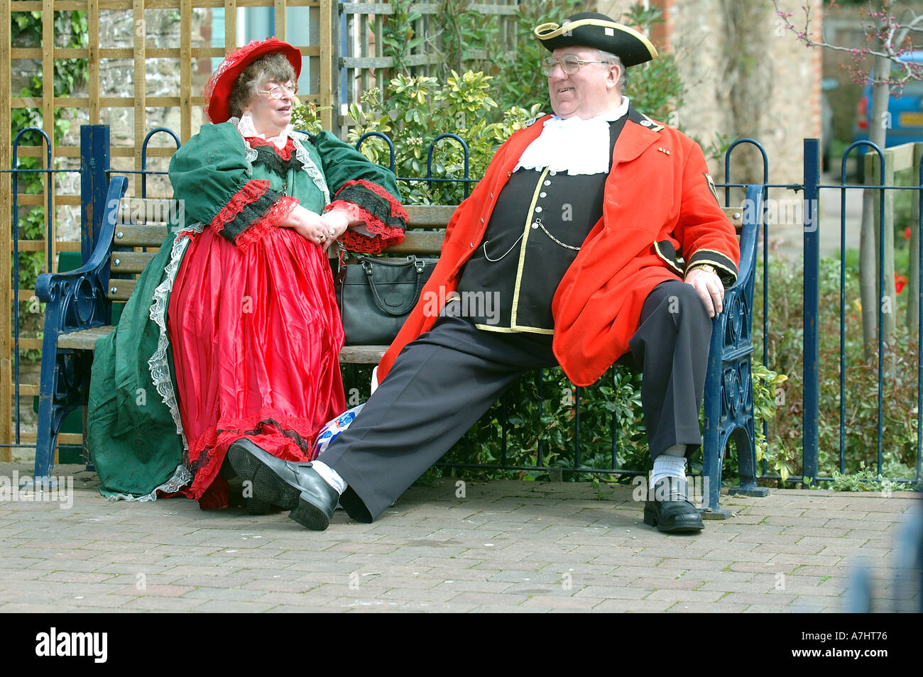 A town crier and his escort take a break at the Bromyard Spring ...