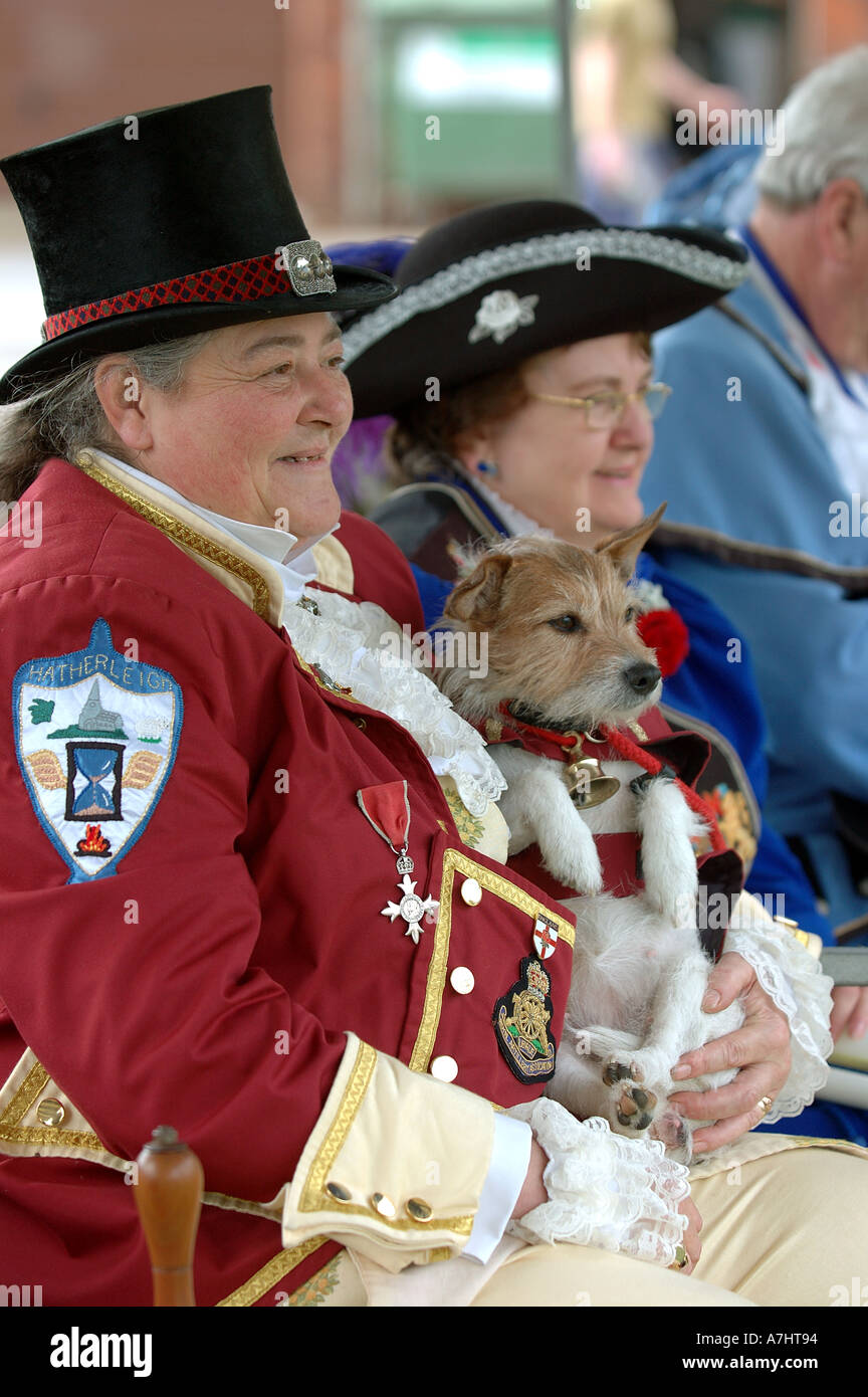 A lady town crier and her macot at the Bromyard Spring Festival of Town ...