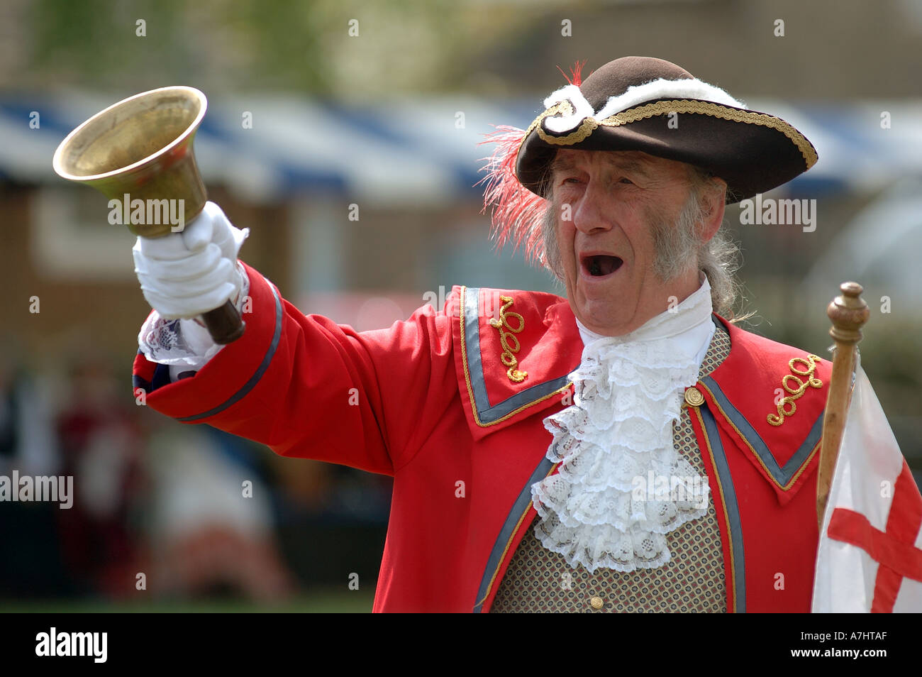 Ledbury town crier William Bill the Bell Turberfield at the Bromyard ...
