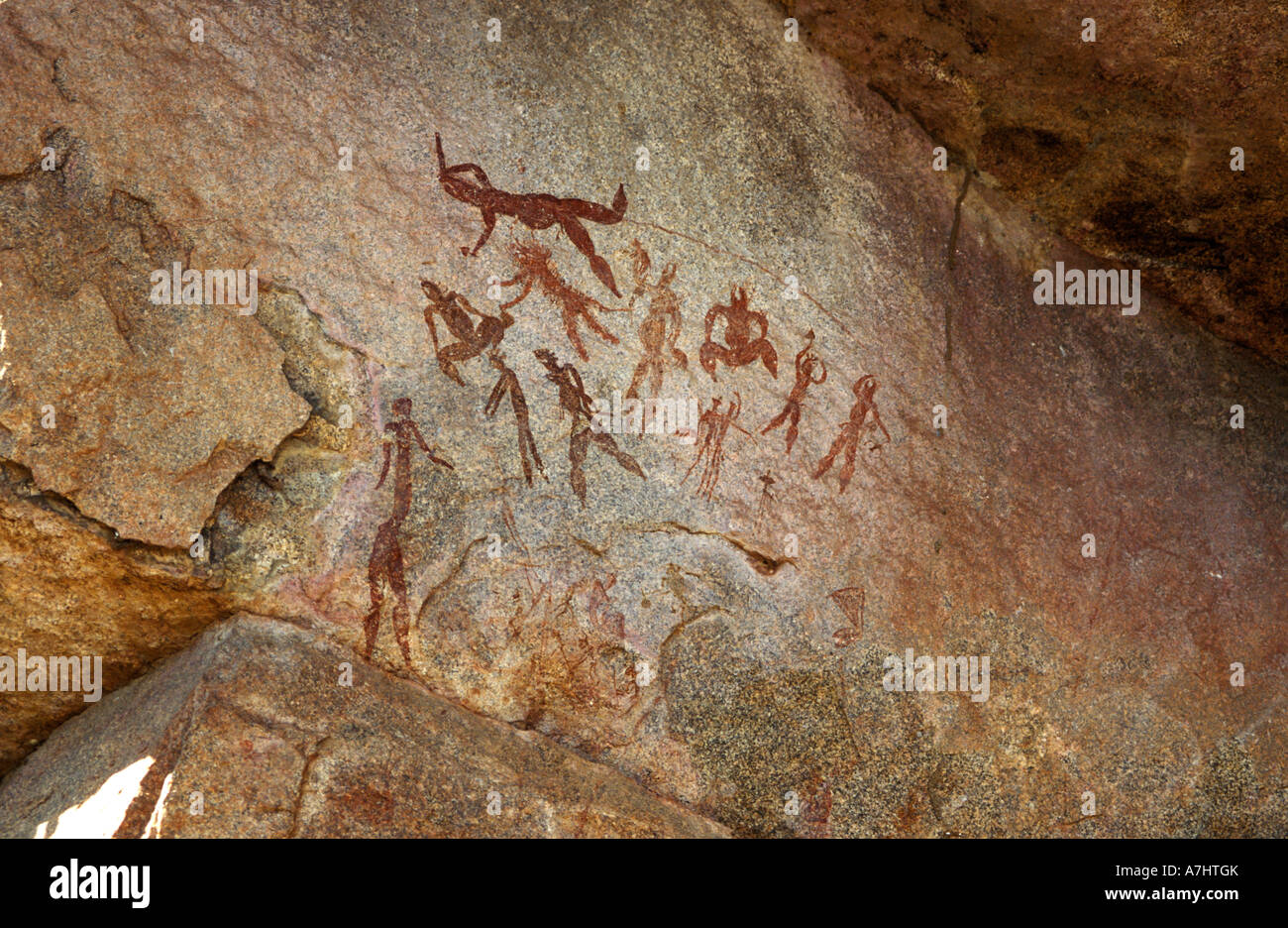the crocodile men paintings rock paintings near Harare Zimbabwe Stock ...