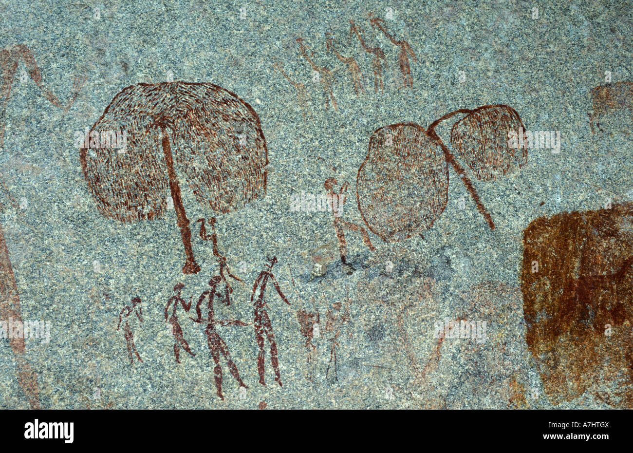 rock paintings depicting the felling of a tree Lake Chivero ...