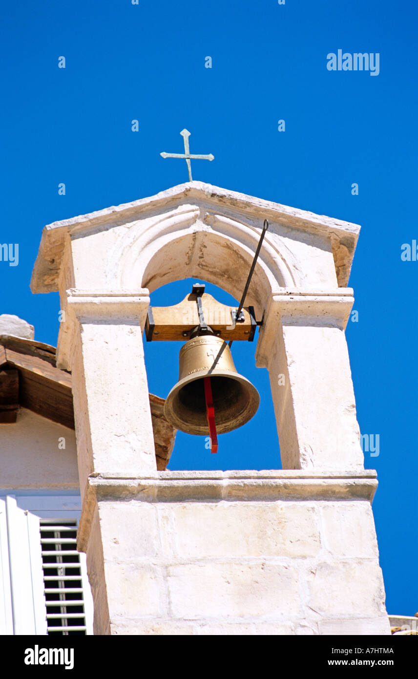 Franciscan Monastery, Bell in small open tower photographed from garden ...