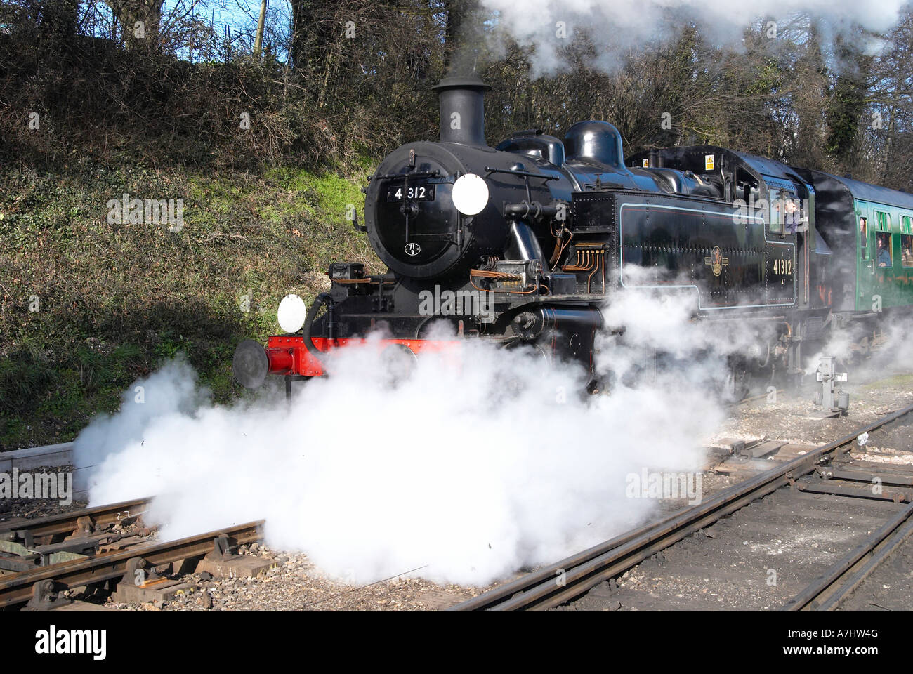 Ivatt Class 2 tank locomotive in Ropley Yard, Mid-Hants Railway ...