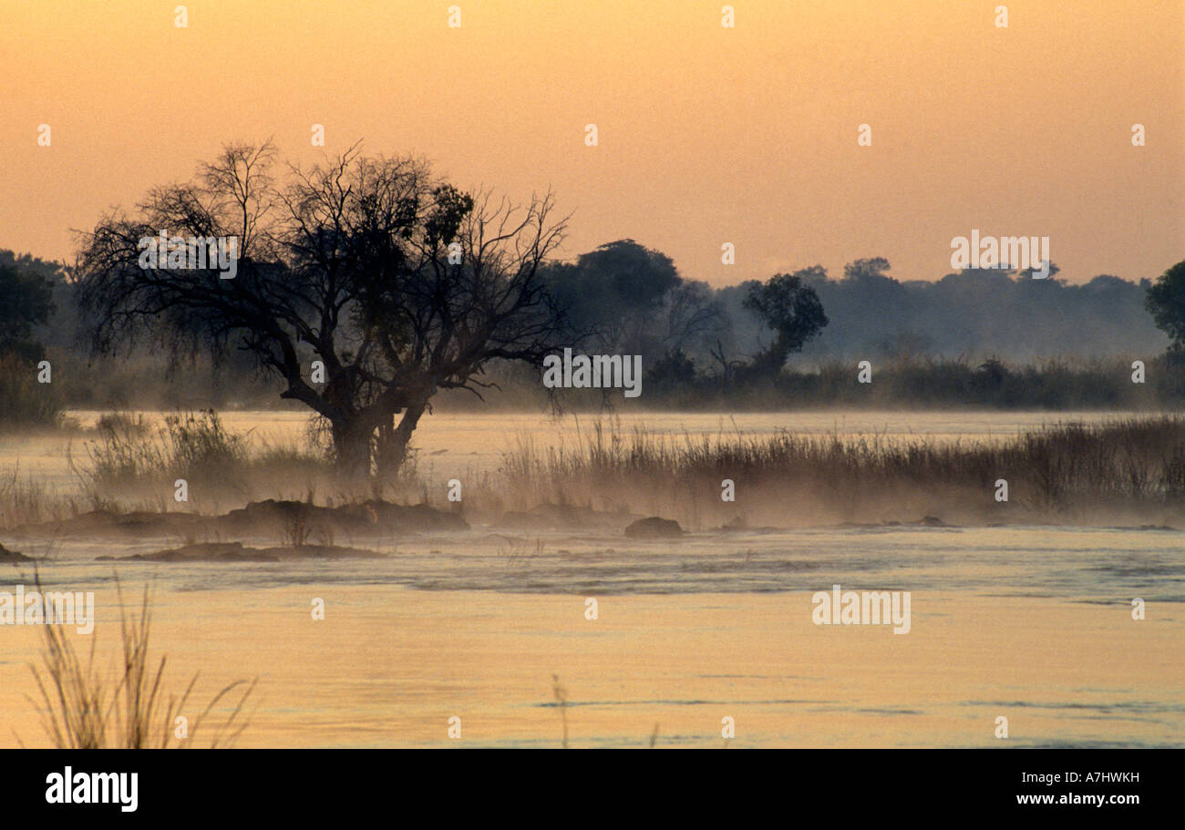 Zambezi river above Victoria Falls at sunrise Victoria Falls National ...