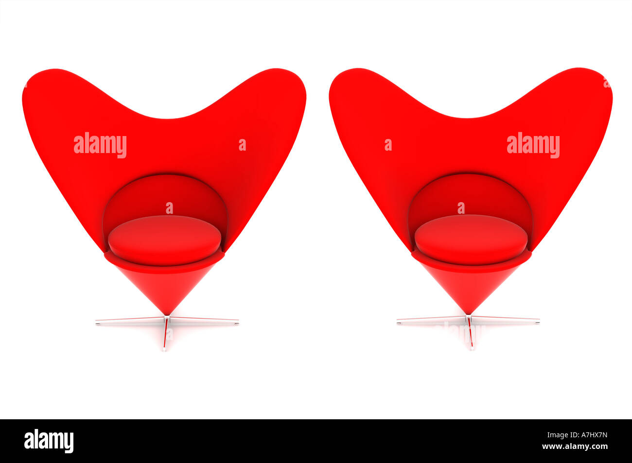 Heart shaped red chairs Stock Photo - Alamy