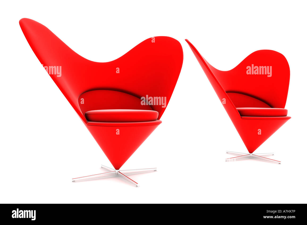 Heart shaped red chairs Stock Photo - Alamy