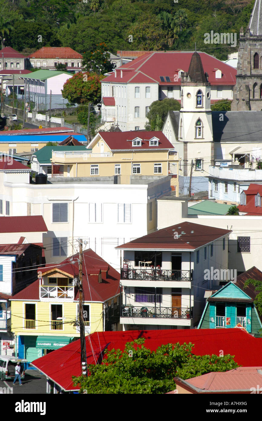 Rooftops of Roseau, the capital of Dominica in the Caribbean Stock ...