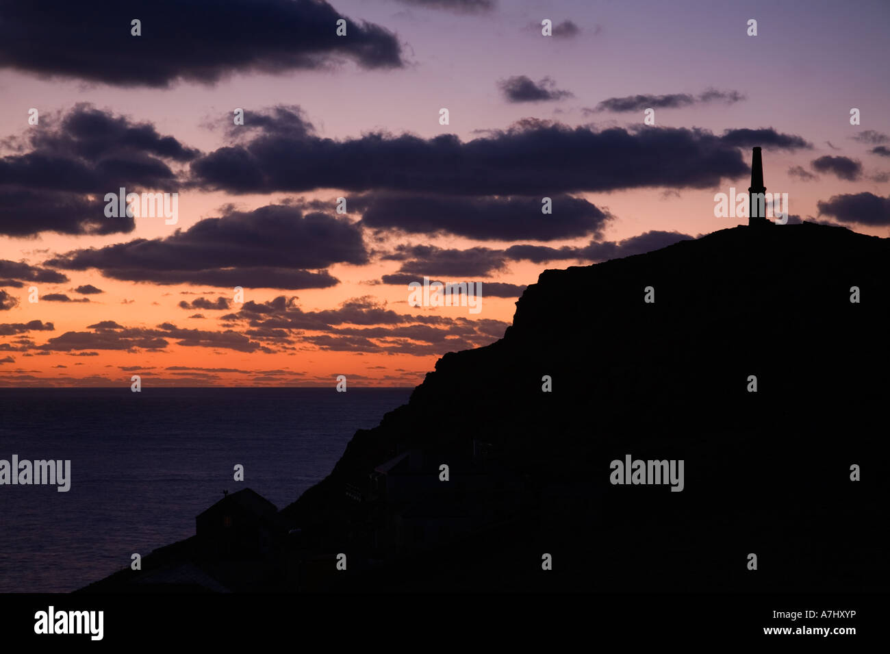 Cape Cornwall at sunset Cornwall Stock Photo - Alamy