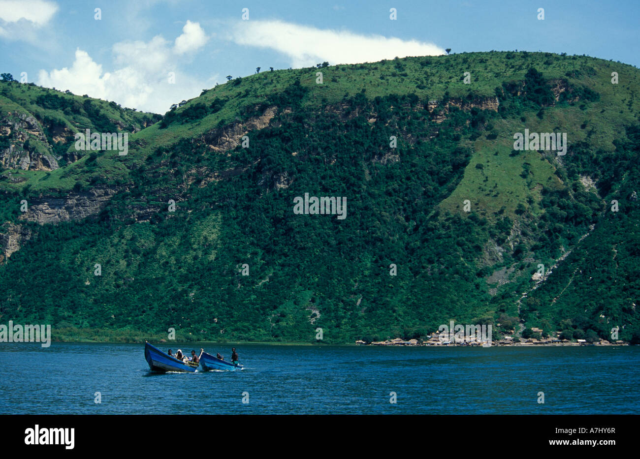 village on Lake Albert Uganda Stock Photo - Alamy