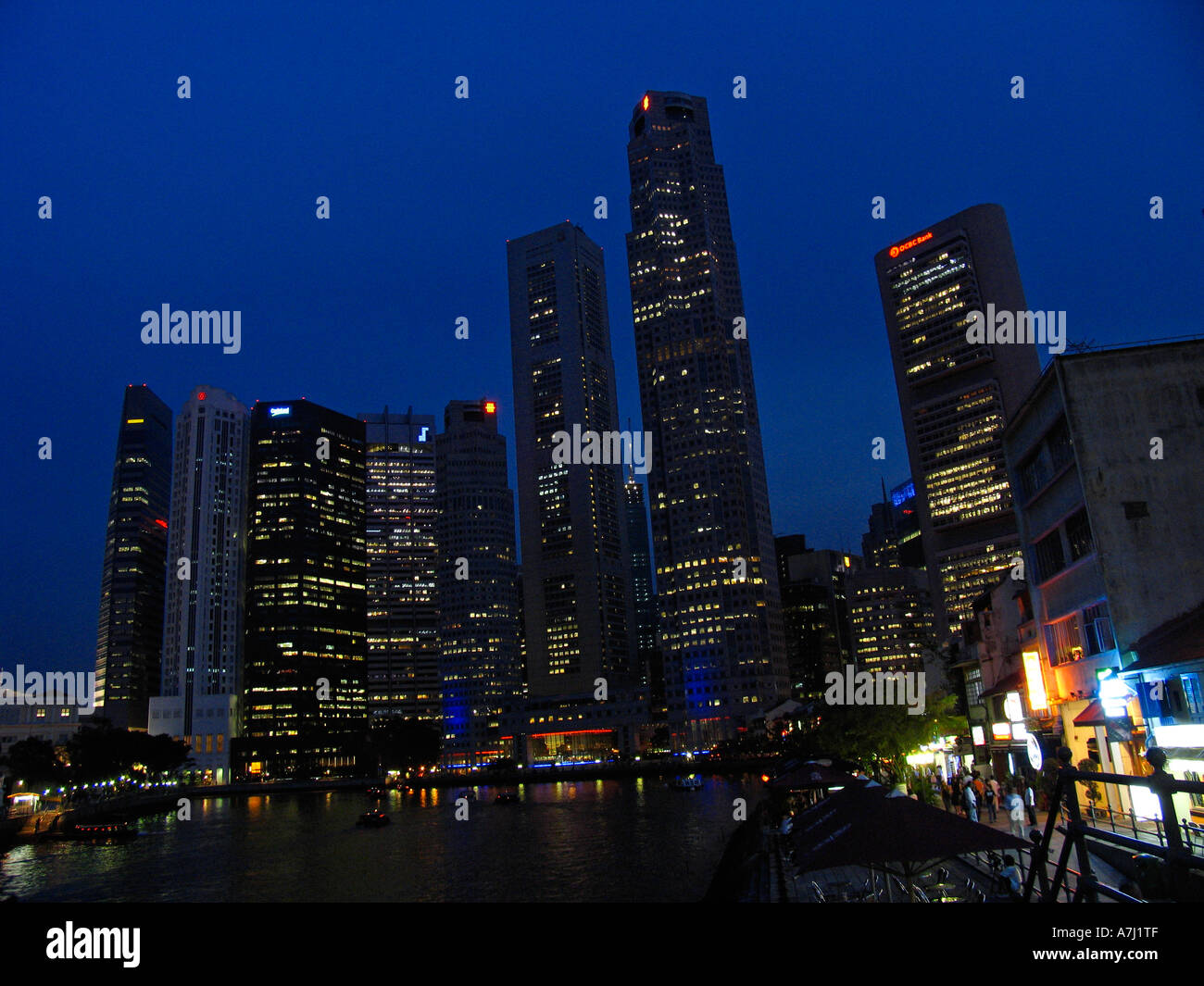 Singapore at night the Riverside Stock Photo - Alamy