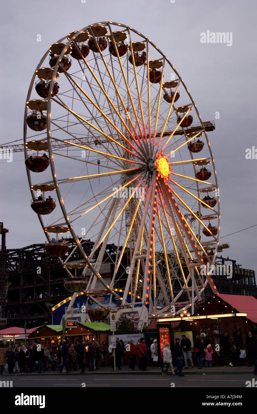 Big Ferris Wheel on Museum Island in Berlin city Centre at dusk Stock ...