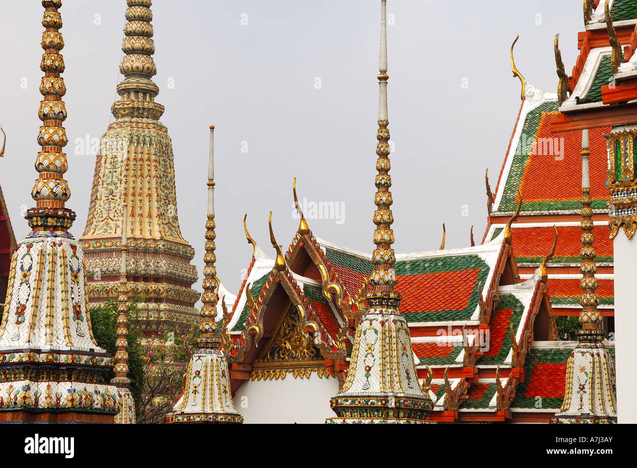 Aligned Chedis Wat Pho temple Bangkok Thailand Stock Photo - Alamy