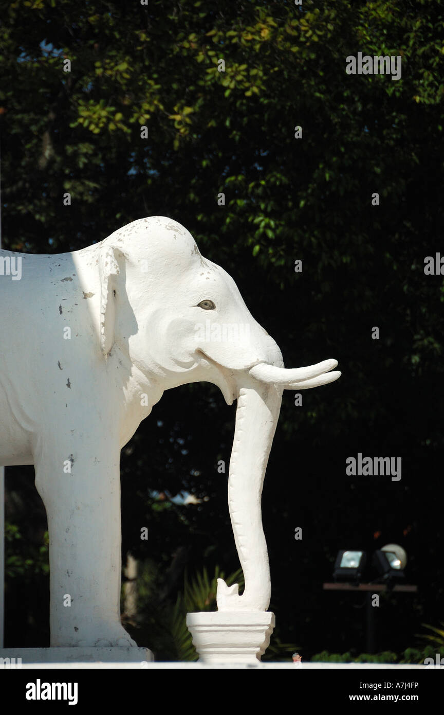 White elephant statue Wat Phra Singh Chiang Mai Thailand Stock Photo ...