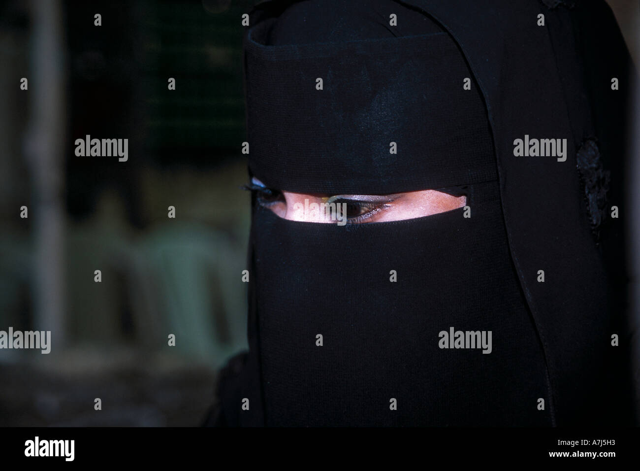 Woman dressed in traditional black Burka or Hijab, Salalah, Oman Stock ...