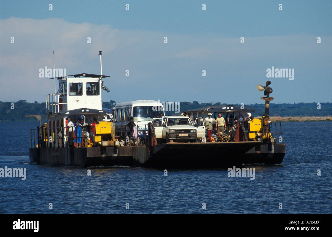Motor ferry crossing to Buggala the main island of the Ssese Island ...