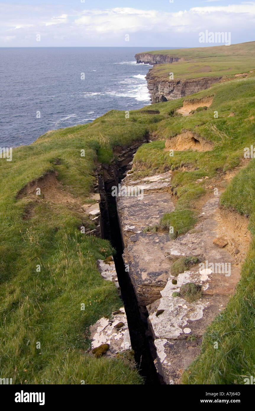 dh Coastal erosion EROSION UK Geo forming crack appearing in sea cliff ...