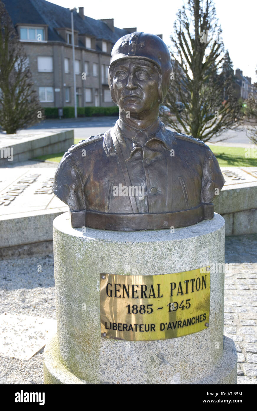 A bust of General Patton at the Patton Memorial, Avranches, Normandy ...