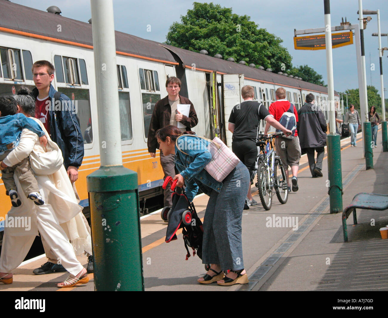 people getting on and off train Shoreham by Sea West Sussex Stock Photo ...