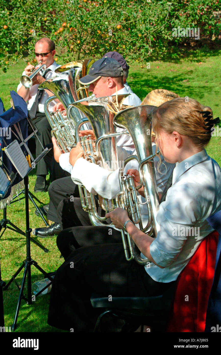 Players of the Highworth Siver Band at Longworth Oxfordshire village ...