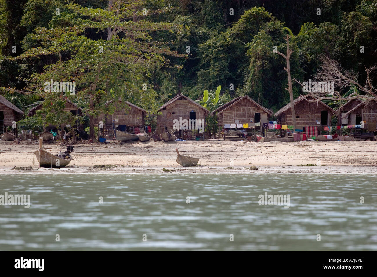 The Moken village on Ko Surin Thai Island in Mu Ko Surin National Park ...