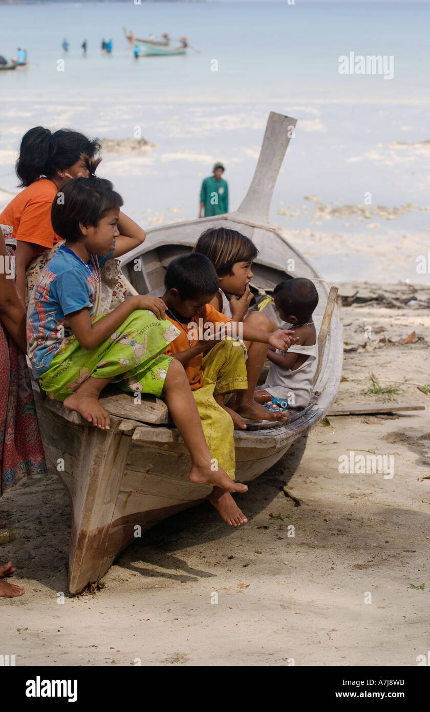 Moken sea gypsies children on Ko Surin Thai Island in Mu Ko Surin ...
