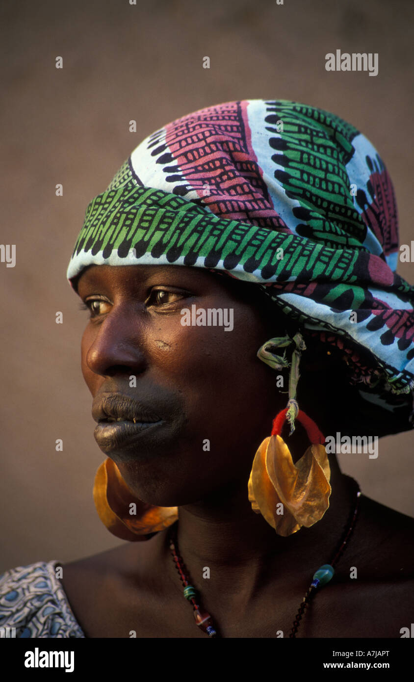 Peul or Fula woman with characteristic mouth tattoo wearing traditional ...