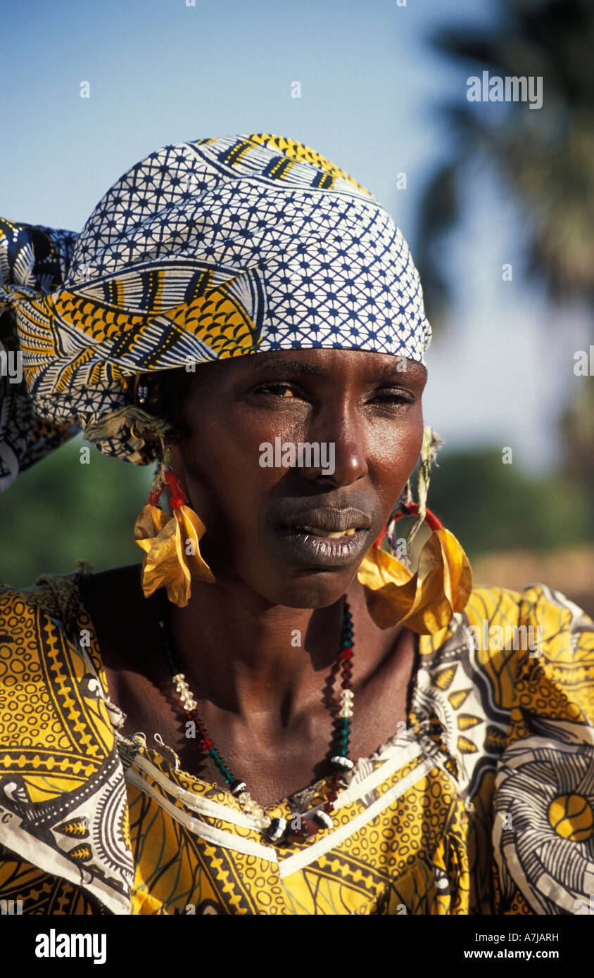 Peul or Fula woman with characteristic mouth tattoo wearing traditional ...
