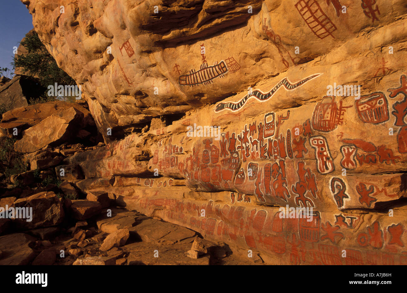 Rock paintings representing different clans of the village ...