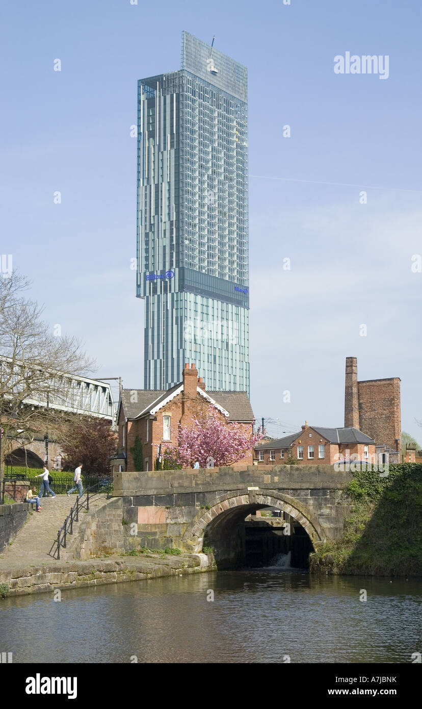 Beetham Tower Manchester from Castlefield Wharves Stock Photo - Alamy