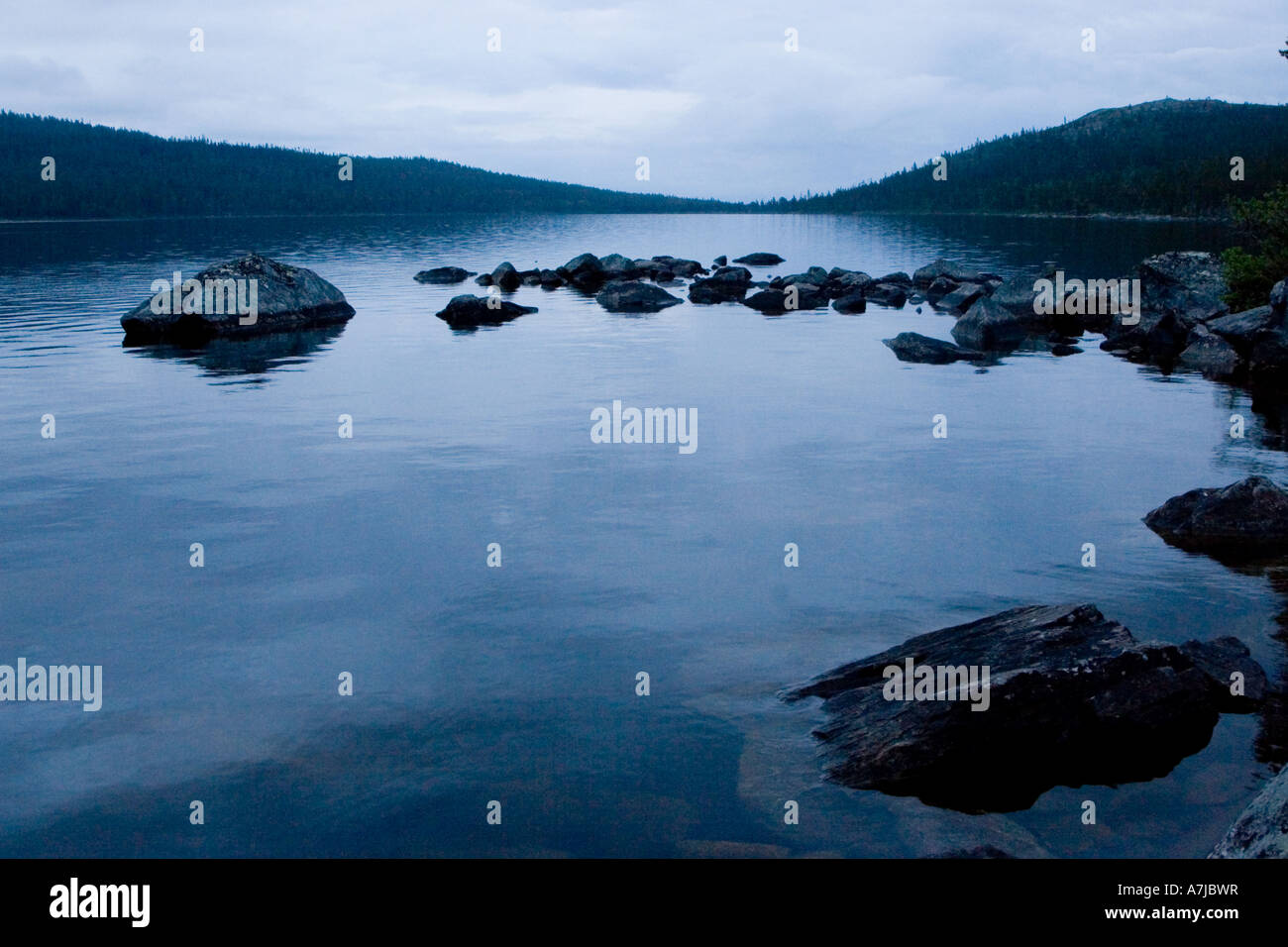 Evening view to lake Stock Photo - Alamy