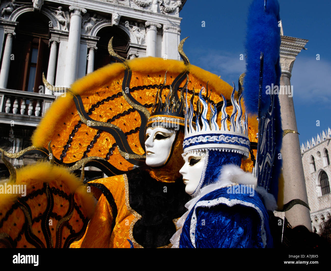 two people in extravagant costume Venice carnival Stock Photo - Alamy