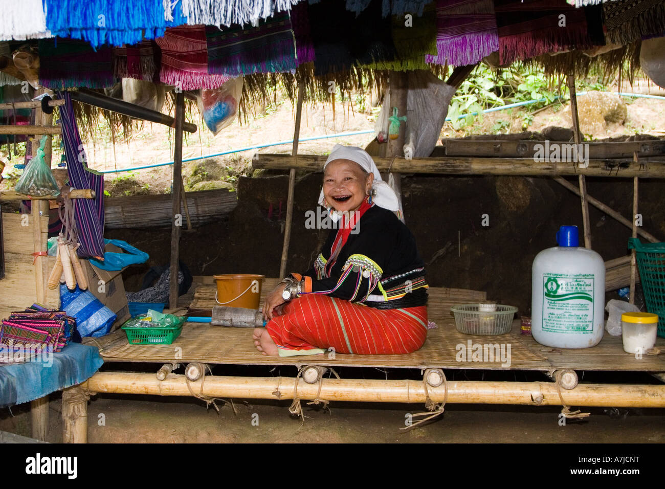 Akha voman with black teeths Stock Photo - Alamy