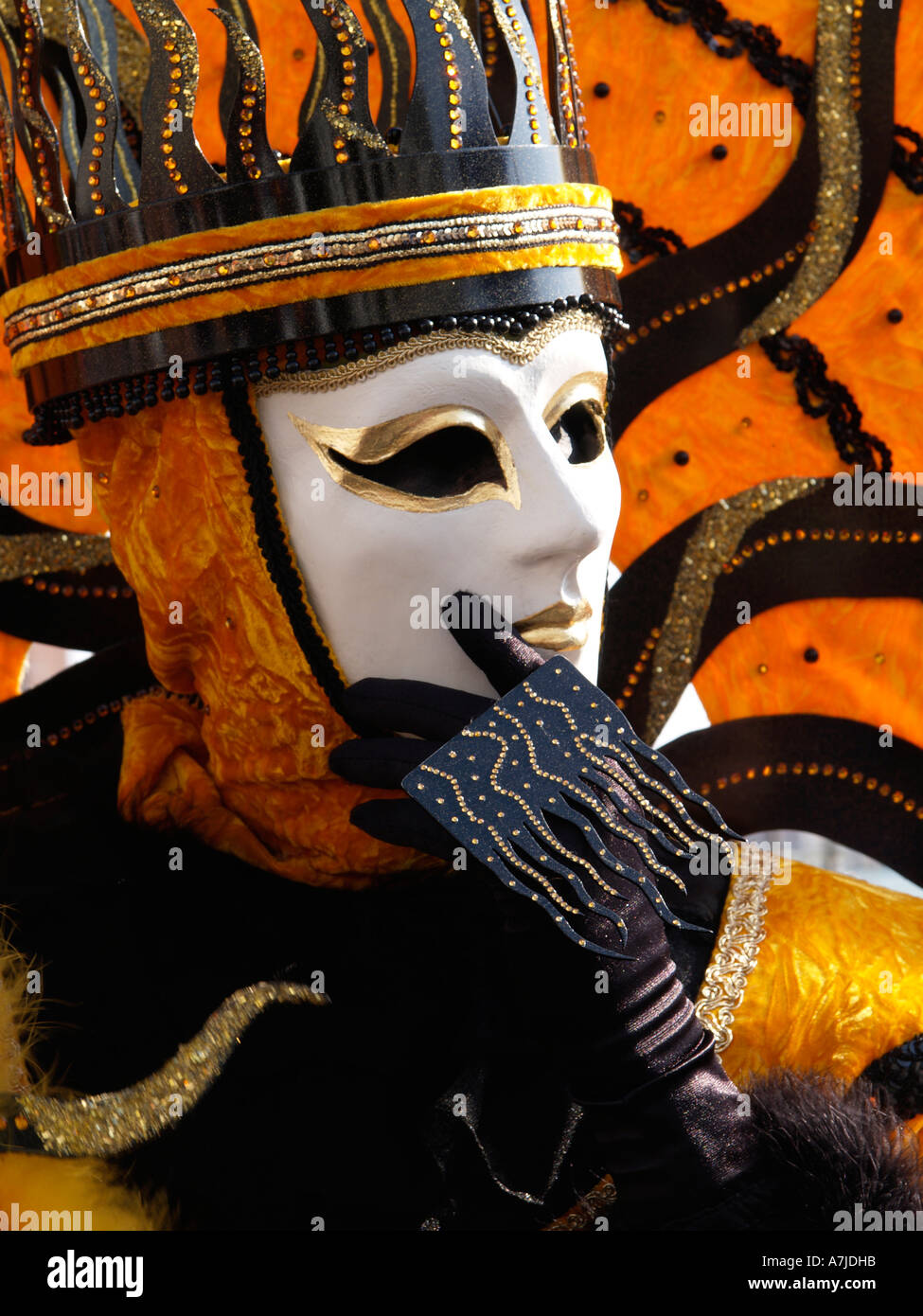 Close up man in sun costume Venice carnival Stock Photo - Alamy