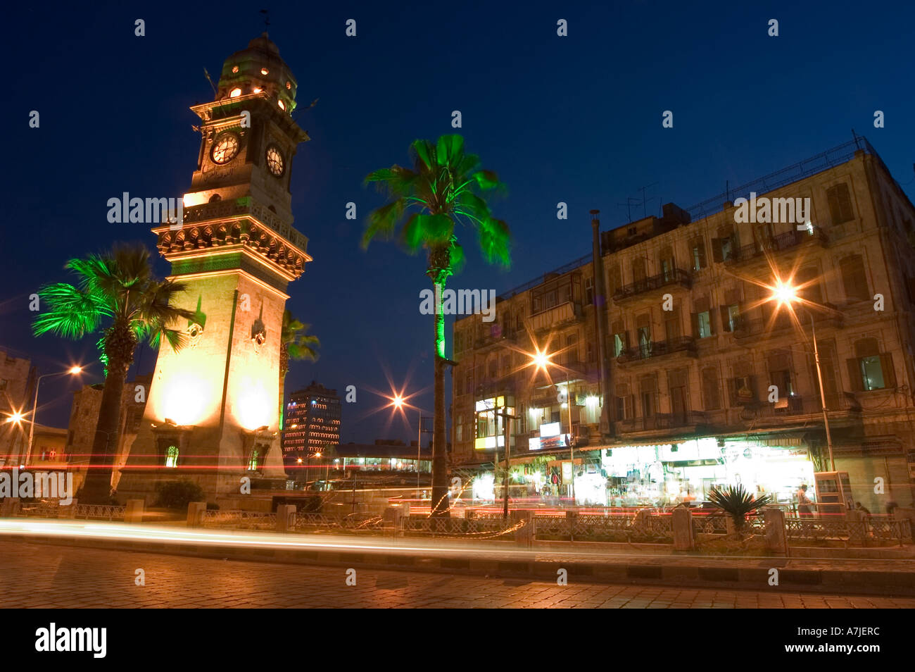 Aleppo clock tower night aleppo hi-res stock photography and images - Alamy