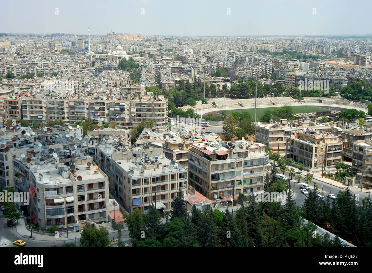 City Mosque and The Citadel Aleppo Haleb Syria Middle East Stock Photo ...