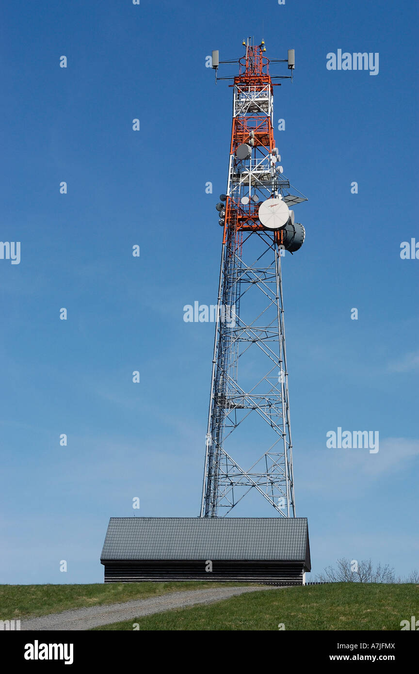 Communications tower for TV radio and mobile phone Stock Photo - Alamy