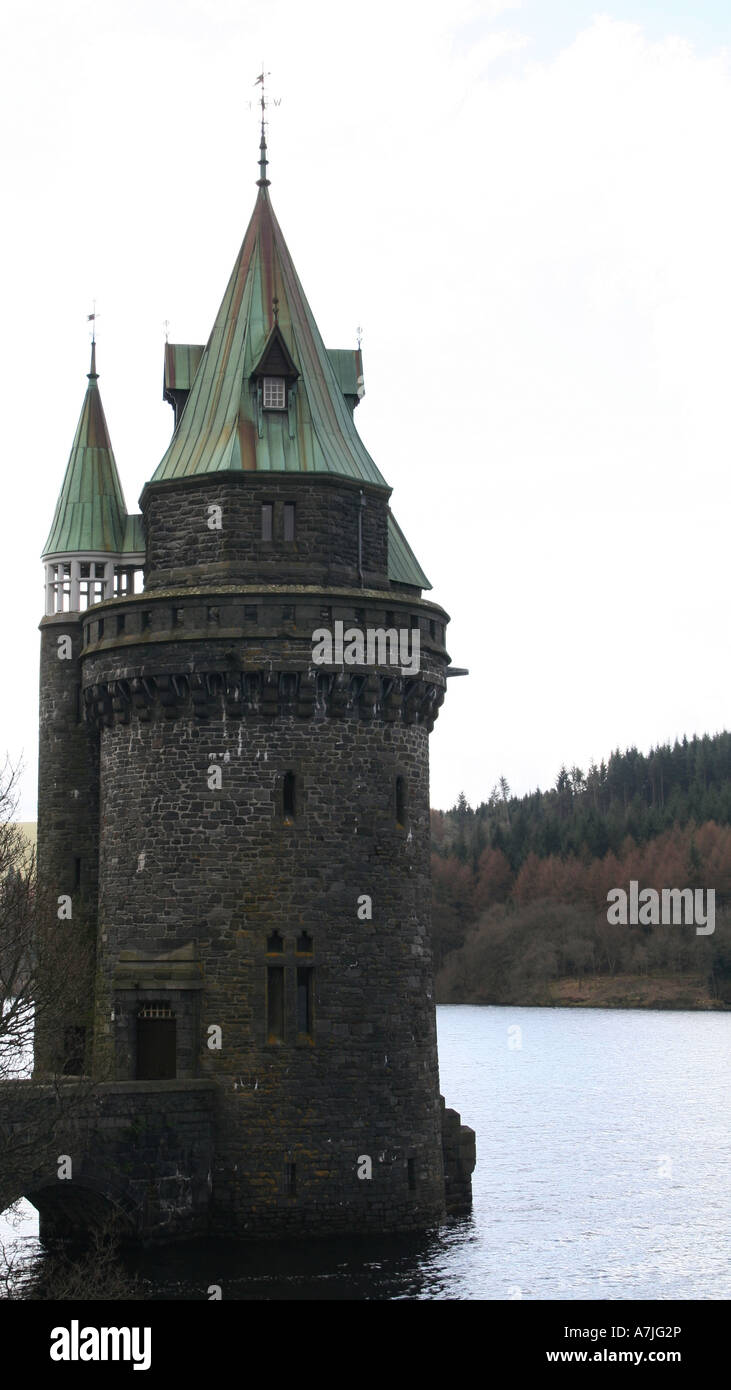 The Straining Tower at Lake Vyrnwy, Wales Stock Photo - Alamy