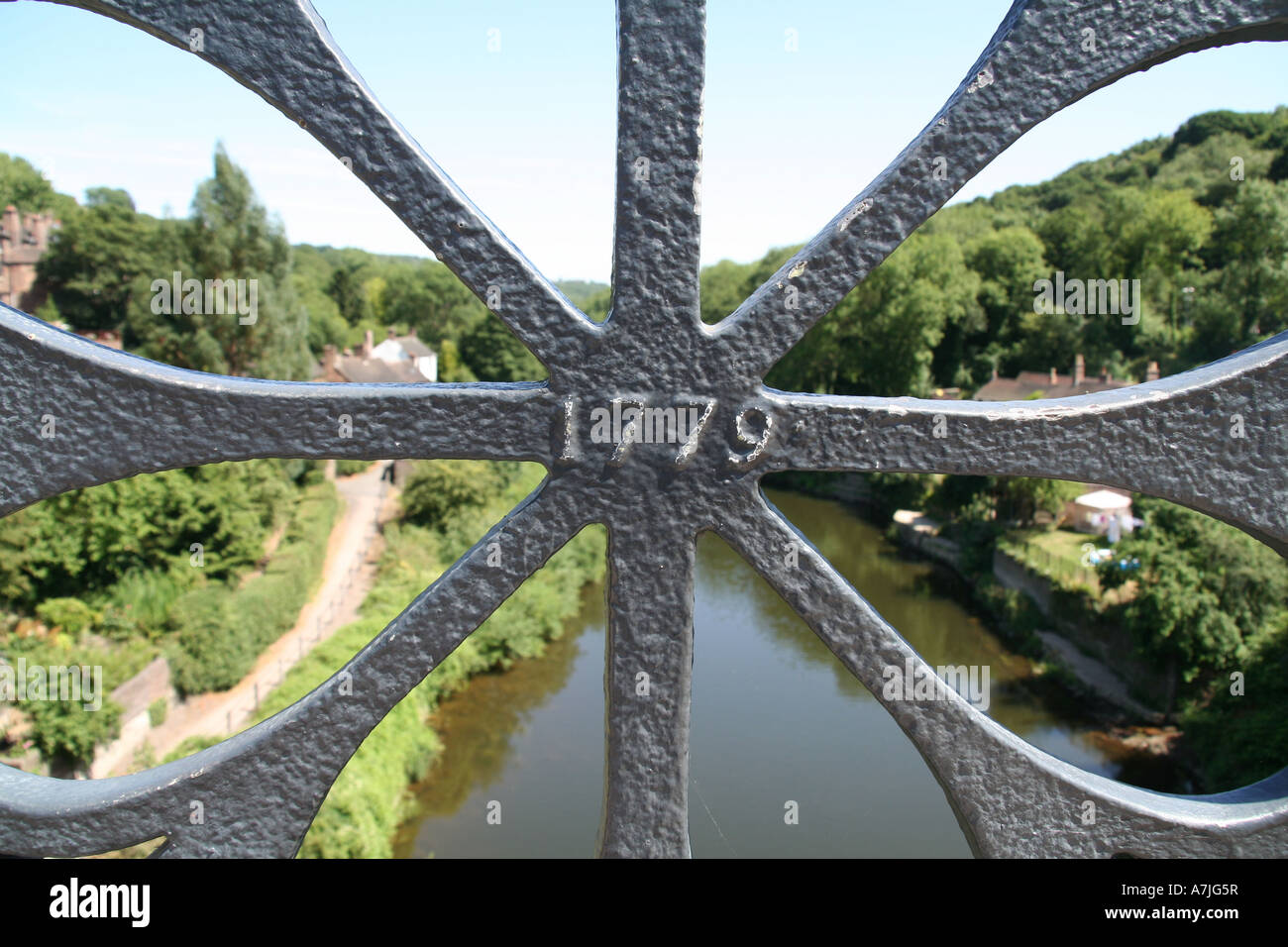 1779: Date on the railings of the Iron Bridge at ironbridge, Shropshire ...