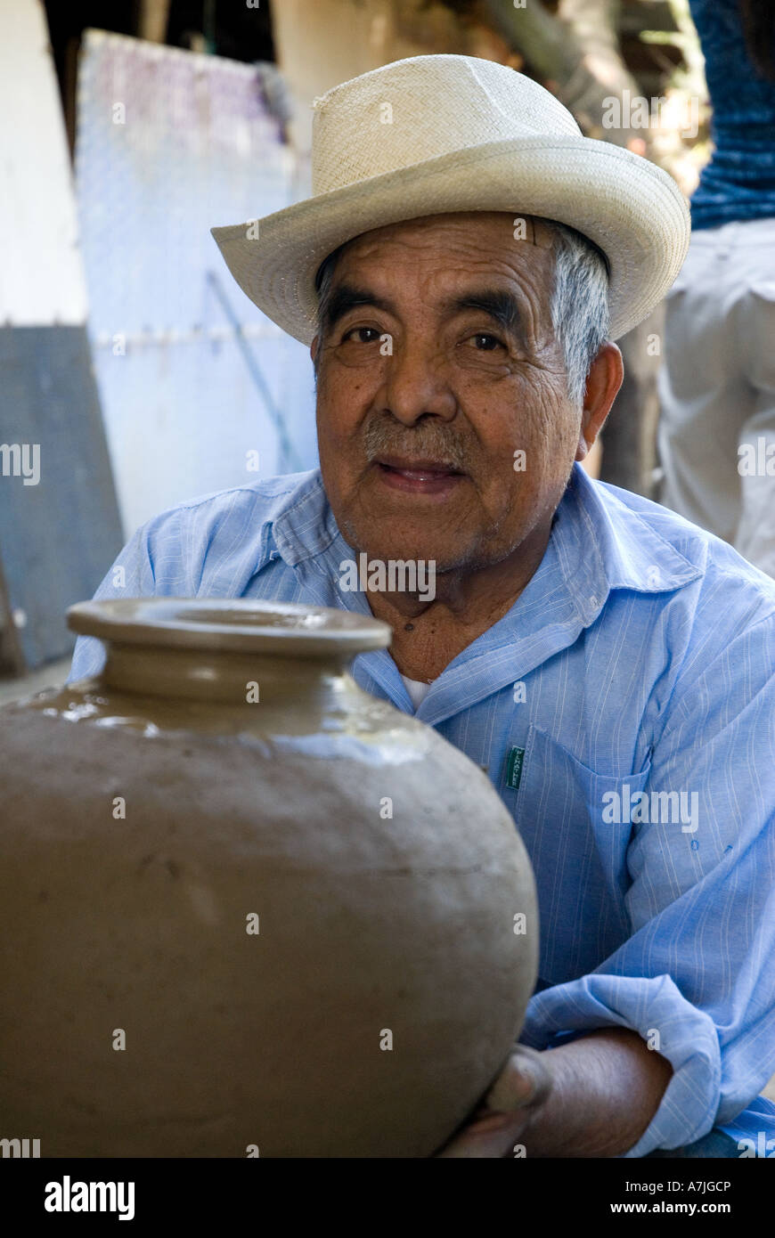 Old man build the Black Pottery of San Bartolo Coyotepec Oaxaca ...