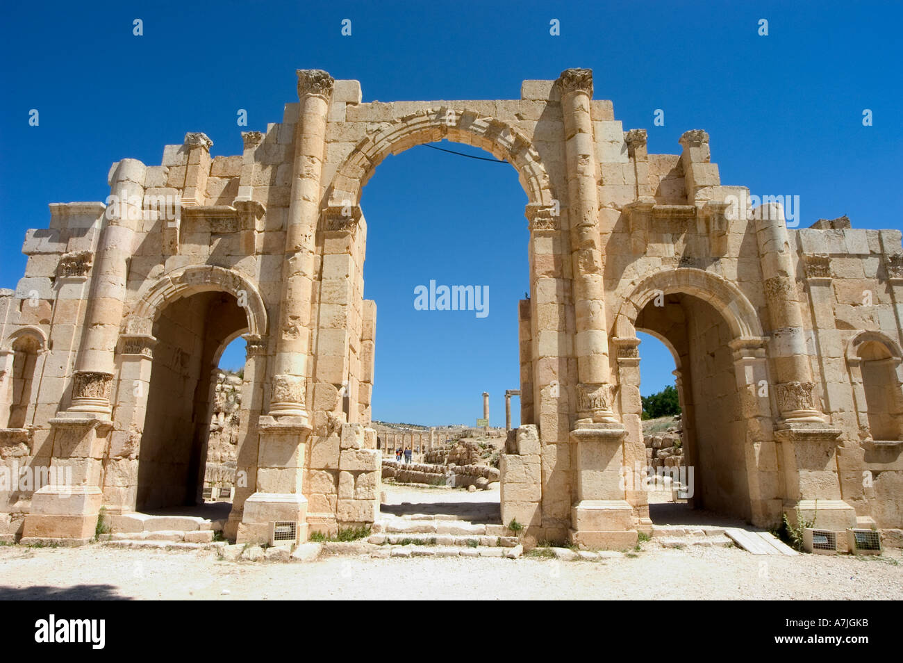 South Gate preserved Roman city Jerash Jordan Middle East Stock Photo ...