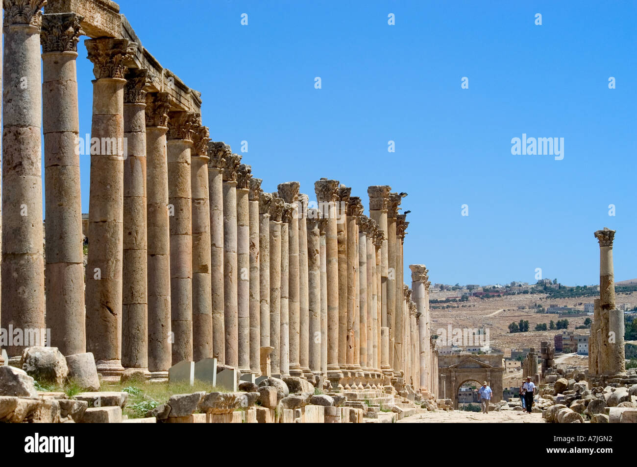 Cardo Maximus colonnaded street preserved Roman city Jerash Jordan ...
