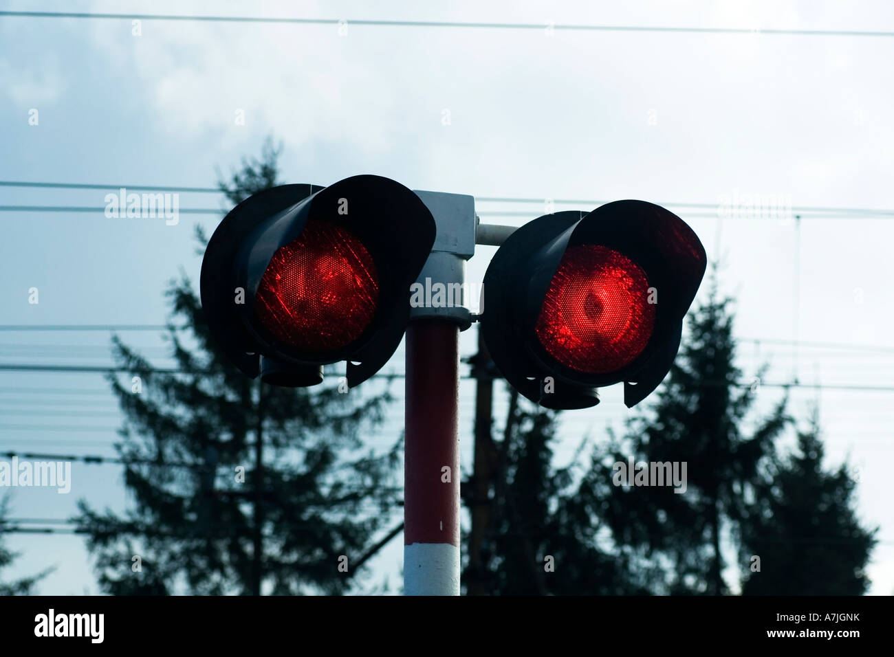 Red Stop Signal level crossing Stock Photo - Alamy