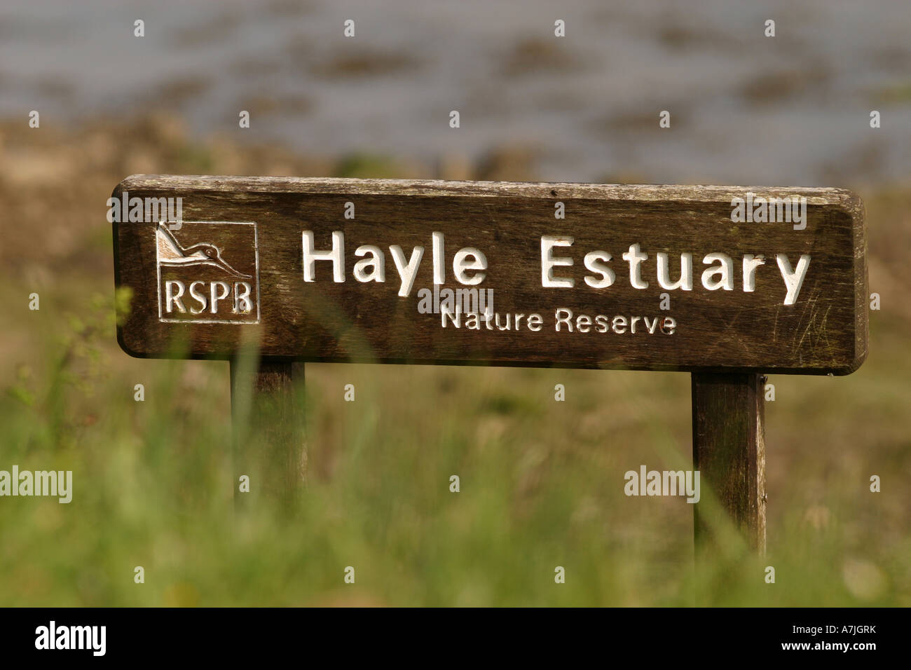RSPB reserve sign Hayle estuary Cornwall UK Stock Photo - Alamy