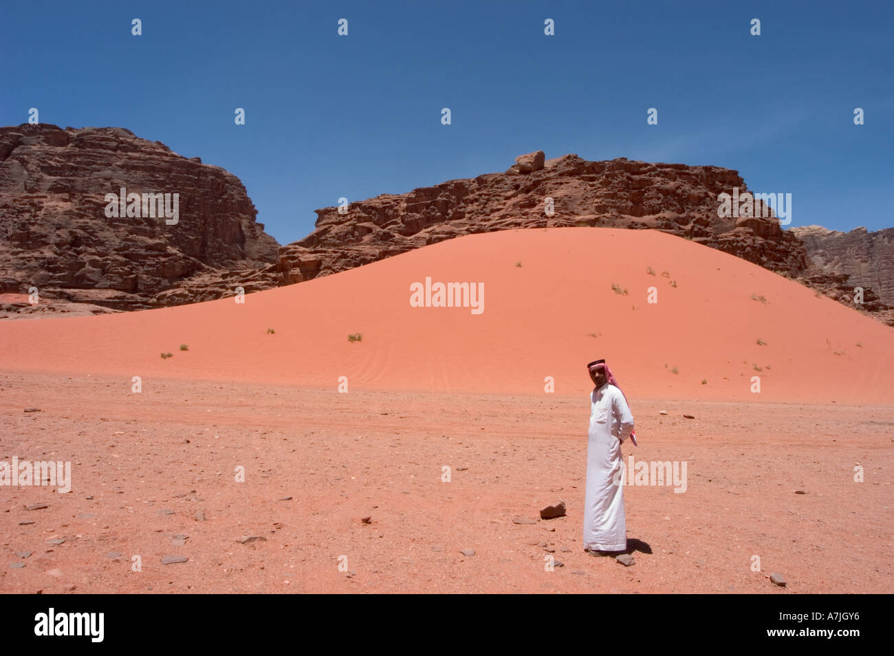 bedouin guide desert scenery Wadi Rum Jordan Middle East Stock Photo ...
