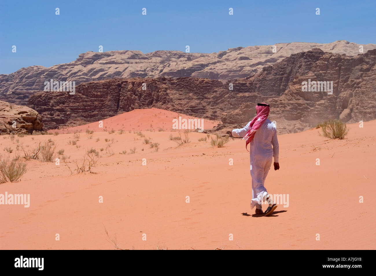 bedouin guide desert scenery Wadi Rum Jordan Middle East Stock Photo ...
