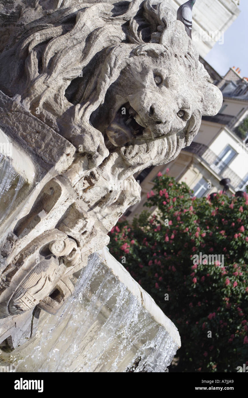 Architectural detail of Grand scale fountain in Place Saint Sulpice ...