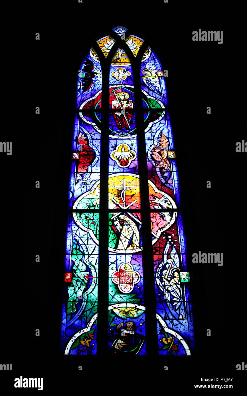 Stained glass window of Hallgrimskirkja church Reykjavik Iceland Stock ...