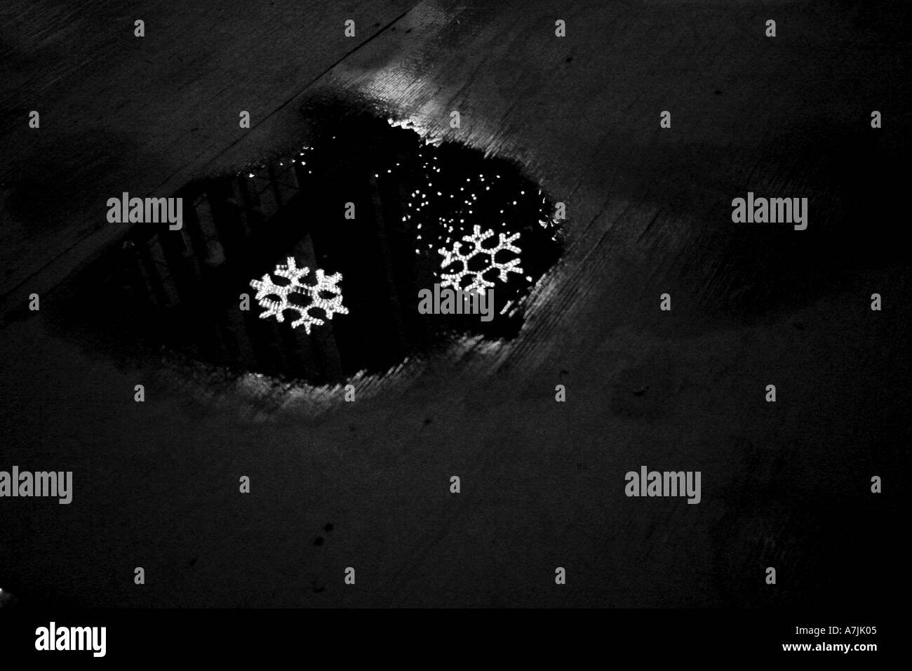water puddle reflecting reflections reflect snowflake snowflakes magic ...